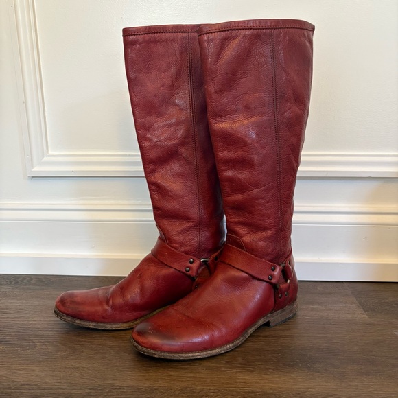 FRYE AND CO. | Shoes | Frye Phillip Harness Boots Burned Red Leather ...